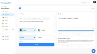 AI-Powered Formula Generator for Excel and Google Sheets