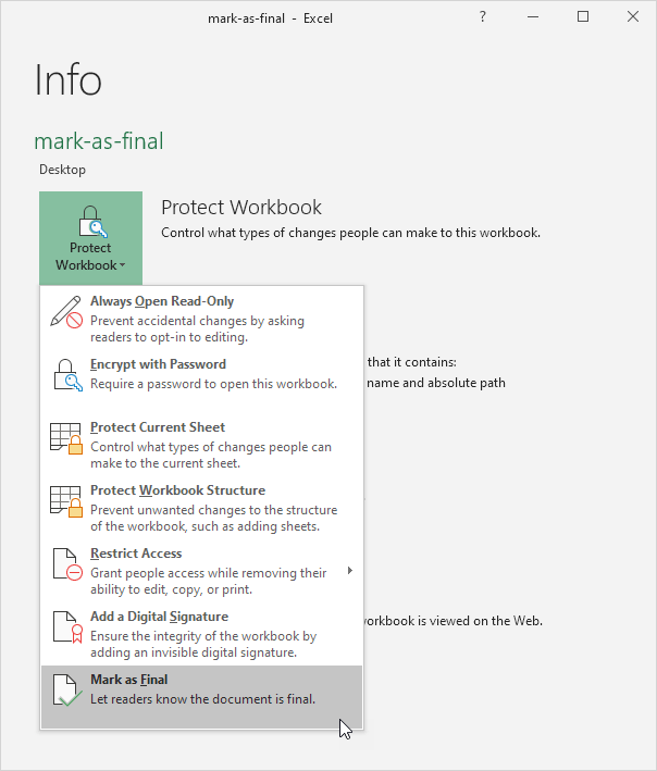 Mark A Workbook As Final In Excel Formulashq